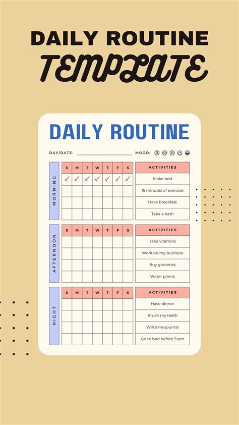 Printable Daily Routine Template Organize Your Day With Style And Effectiveness Etsy