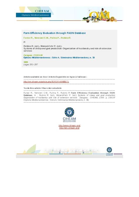 Farm Efficiency Evaluation Through Fadn Database 6p Sk Farm