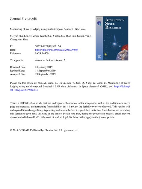 Pdf Remote Sensing Of Regional Scale Maize Lodging Using