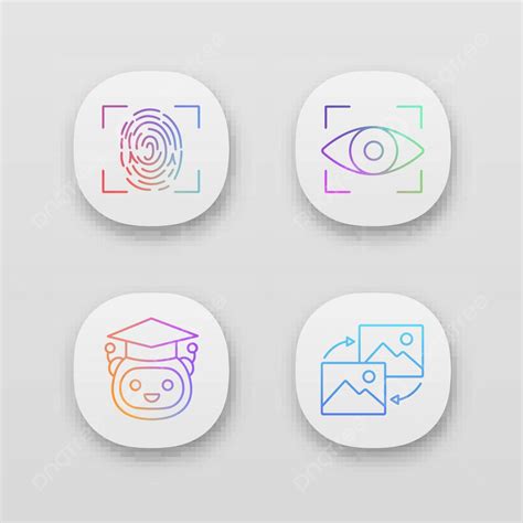 Machine Learning App Icons Set Mobile Internet Innovation Vector