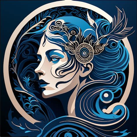 Premium Vector Ethereal Patterns Surround Serene Face In Abstract Tattoo