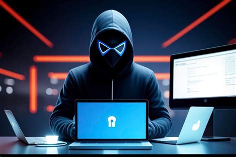 premium photo hacker using laptop computer with data attack