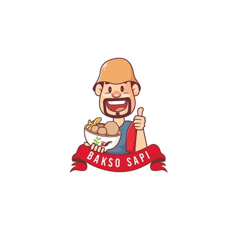 Premium Vector Bakso Sapi Mascot Logo With Indonesian Man Holding