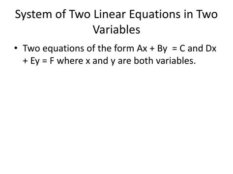 PPT System Of Two Linear Equations In Two Variables PowerPoint Presentation ID