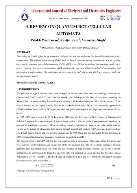 pdf a review on quantum dot cellular automata