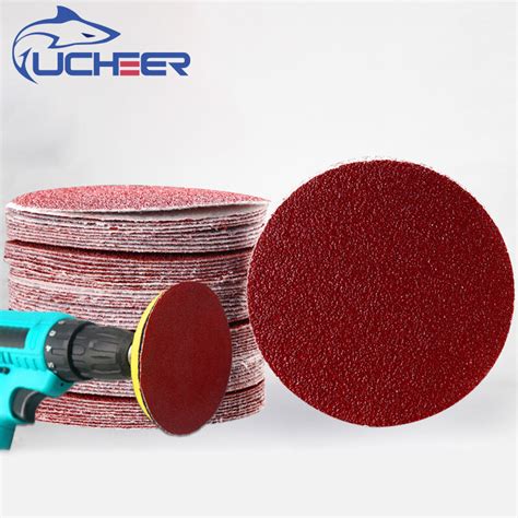 Ucheer 10 개 4 인치 디스크 사포 자체 접착 샌드페이퍼 풀 파일 백 파일 플로킹 사포 100mm 샌드페이퍼