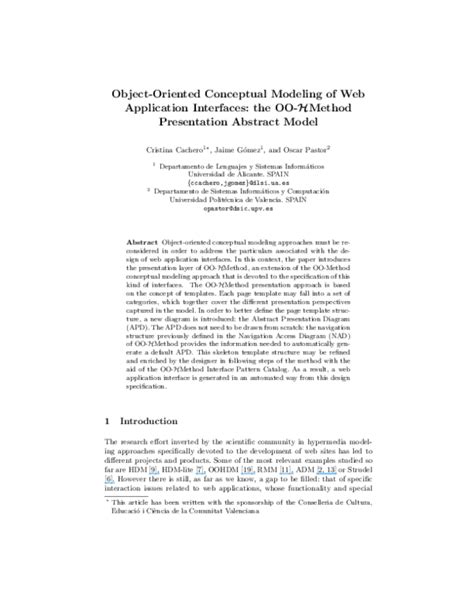 Pdf Object Oriented Conceptual Modeling Of Web Application Interfaces