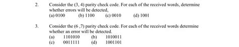 solved 2 consider the 3 4 parity check code for each of