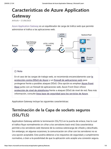 Características De Azure Application Gateway Microsoft Learn Pdf