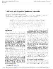 Case Study Optimization Of Production Processes Pdf MATEC Web Of Conferences 292 0 10 55 2019