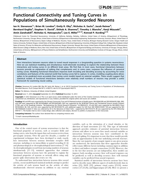 Pdf Functional Connectivity And Tuning Curves In Populations Of