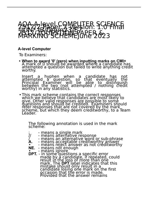 aqa a level computer science 7517 2 paper 2 version 1 0 final jun ib