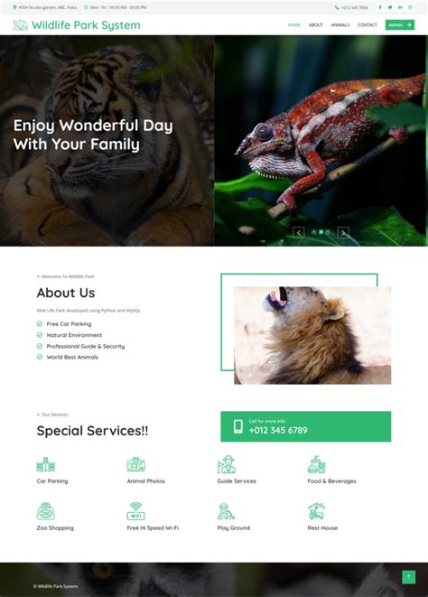Wildlife Park System Using Python Django Python Django Projects