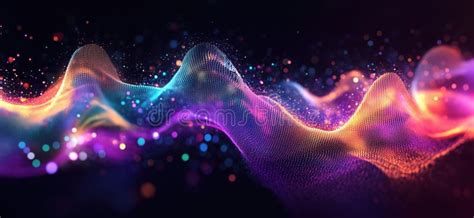 Colorful Abstract Wave Patterns With Glowing Particles And Light Effects Stock Illustration