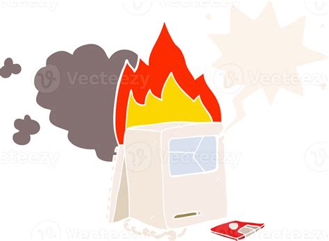 Cartoon Broken Computer With Speech Bubble In Retro Style 45178048 Png