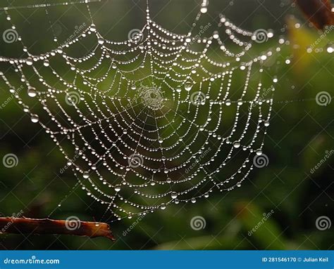 Morning Dew On Delicate Spider Web Stock Illustration Illustration Of