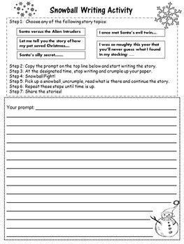 Christmas Snowball Writing Activity By Making ELA Matter TPT
