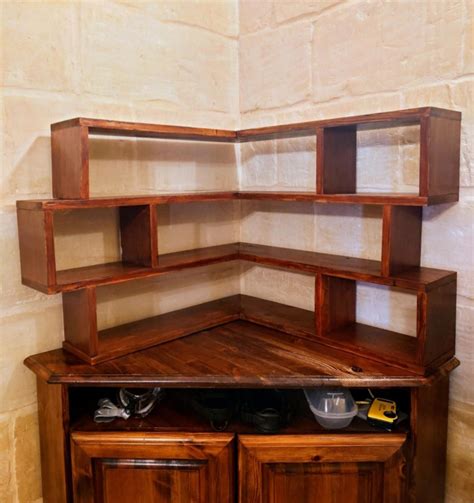 Handcrafted Wooden Corner Shelf Vintage Inspired Rustic Corner