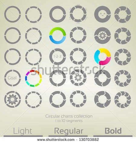 Round Graph Circular Charts Set Thirty Stock Vector Royalty Free 130703882 Shutterstock