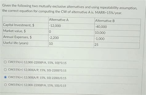 solved given the following two mutually exclusive