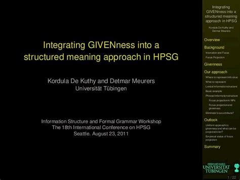 Pdf Integrating Givenness Into A Structured Meaning Approach Overview Existing Hpsg
