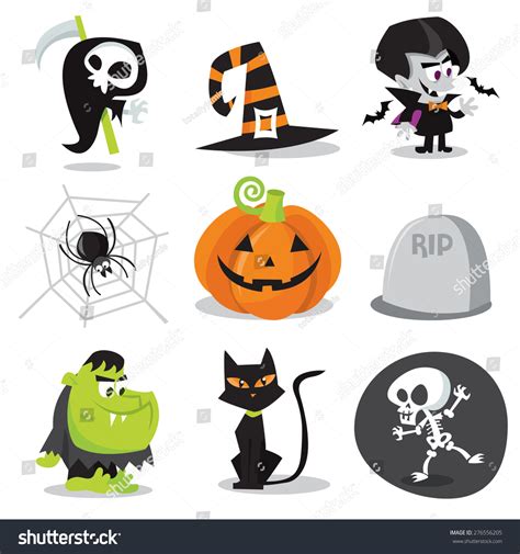 Cartoon Vector Illustration Halloween Characters Objects Stock Vector
