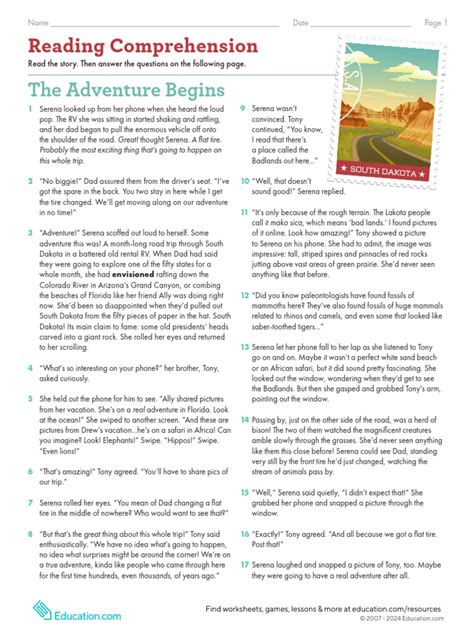 extra credit reading comprehension pdf