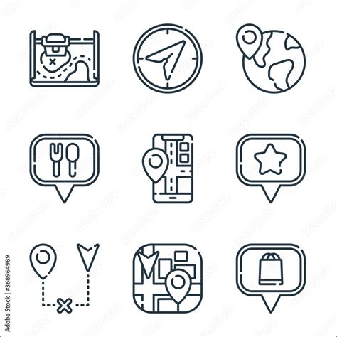 Navigation And Maps Line Icons Linear Set Quality Vector Line Set Such As Shopping Center