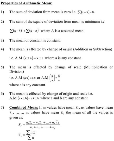Properties Of Arithmetic Mean Measures Of Central Tendency Statistics Easy Notes 4U Academy