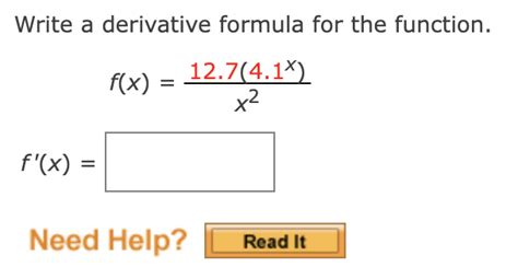 Solved Write A Derivative Formula For The Function Chegg