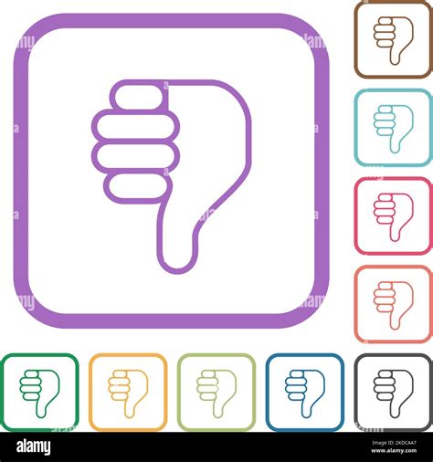 Right Handed Thumbs Down Outline Simple Icons In Color Rounded Square