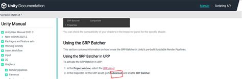 Advanced Options In Urp Asset Missing Unity 202120f1 Unity Engine