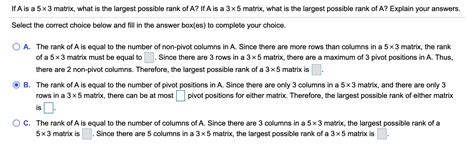 solved if a is a 5x3 matrix what is the largest possible