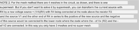 Solved NOTE For The Mesh Method There Are Meshes In The Chegg Com