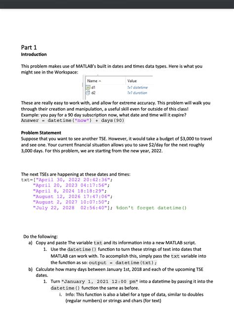MATLAB WORK Part Introduction This Problem Makes Use Of Course Hero