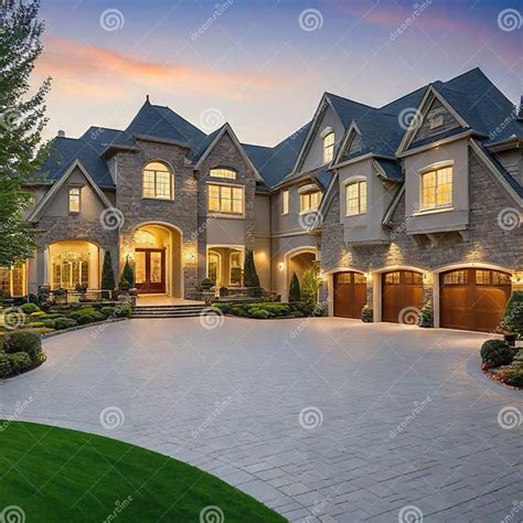 Upper Class Luxury Big House Exterior Of Expensive Real Estate Stock