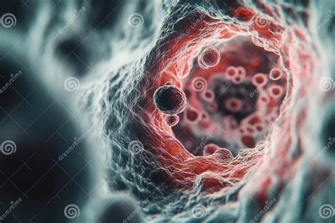 Exploring The Intricate Details Of A Human Cell Environment Under A Microscope Showcasing