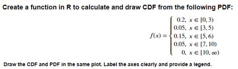 Solved Create A Function In R To Calculate And Draw Cdf From