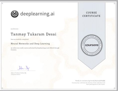 Tanmay Desai Phd Ms On Linkedin Deeplearning Coursera