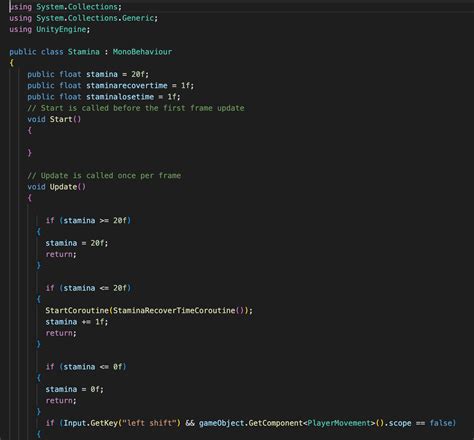 Stamina Not Working Runity