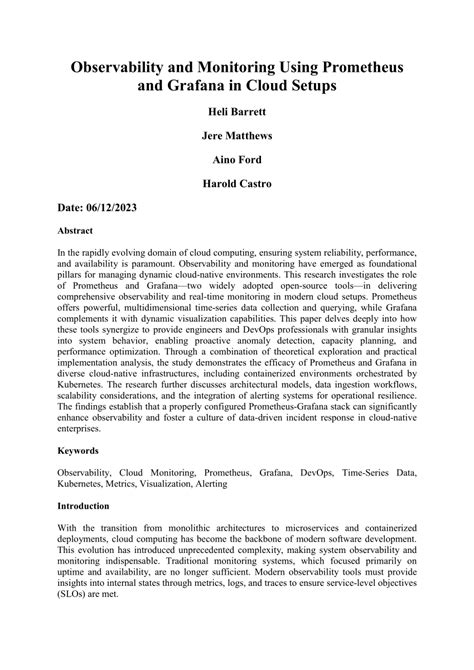 Pdf Observability And Monitoring Using Prometheus And Grafana In