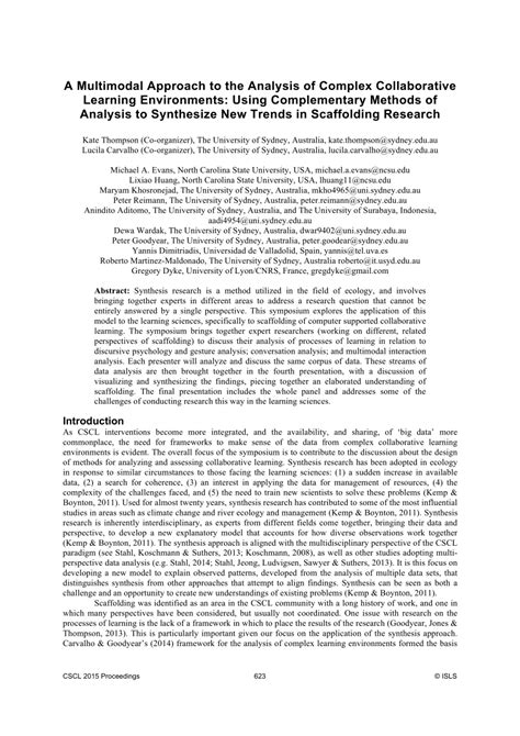 Pdf A Multimodal Approach To The Analysis Of Complex Collaborative Learning Environments