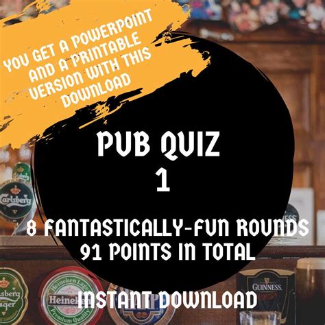 Pub Quiz 1 Powerpoint Game And Printable Game Both Included You Choose Hilarious And Unique