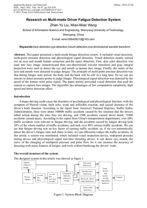 Research On Multi Mode Driver Fatigue Detection System Scientificnet
