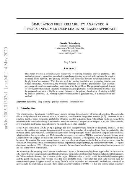 Simulation Free Reliability Analysis A Physics Informed Deep Learning Based Approach DeepAI