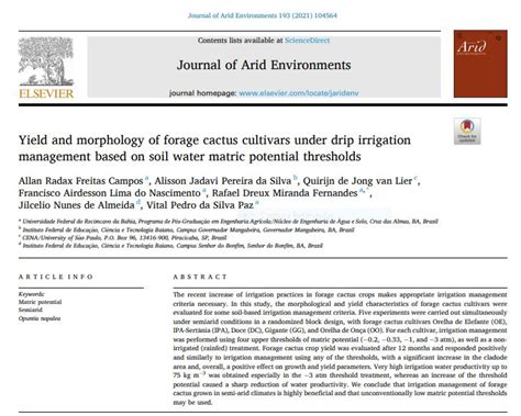 Yield And Morphology Of Forage Cactus Cultivars Under Drip Irrigation