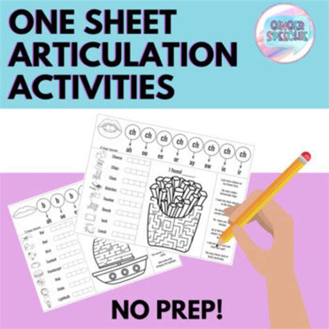 One Sheet Articulation Activities Must Have Speech Therapy Etsy