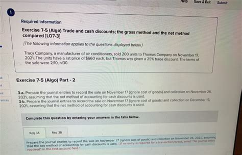 Solved Help Save And Exit Submit Required Information Exercise