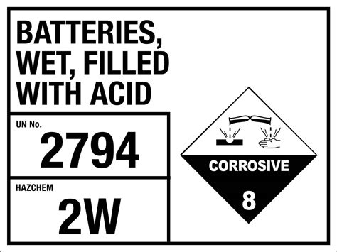 Batteries Wet Filled With Acid 2794 2w Sign New Signs
