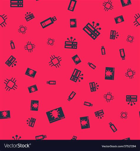 Set System Bug Usb Flash Drive Processor Vector Image